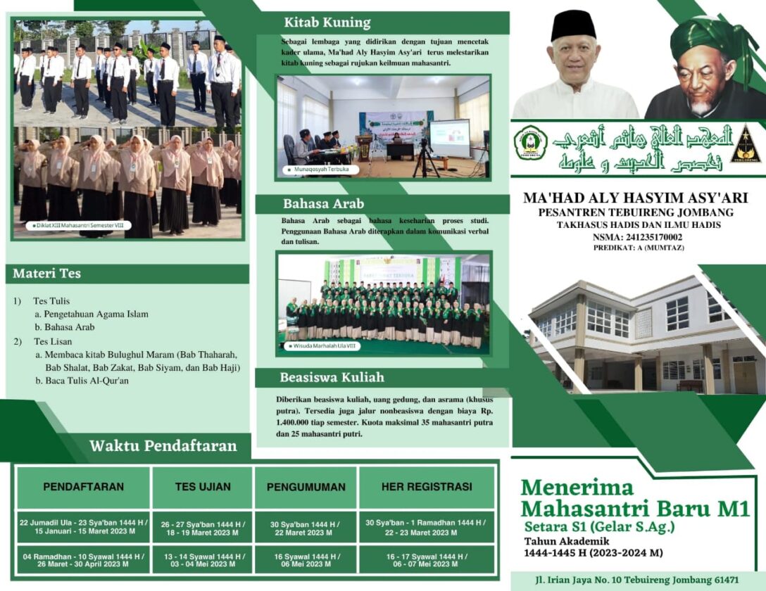 Raih Beasiswa Sarjana, Ini Syarat Daftar di Ma’had Aly Tebuireng ...